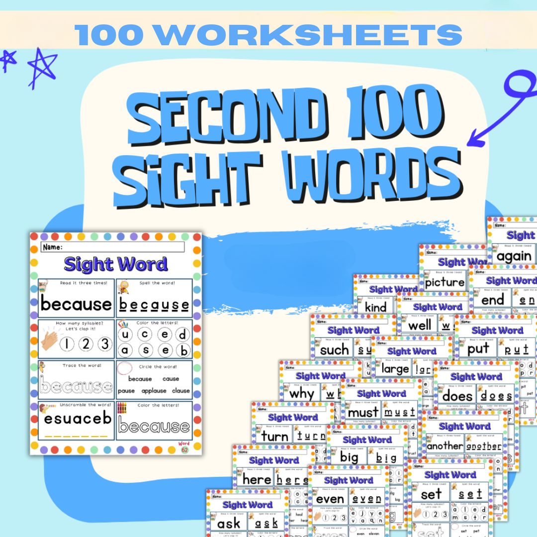 Second 100 Sight Words Workbook – Butterfly Treasures