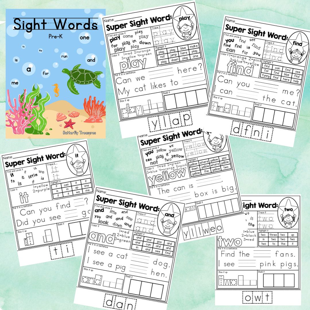 Sight Words Workbook – Butterfly Treasures