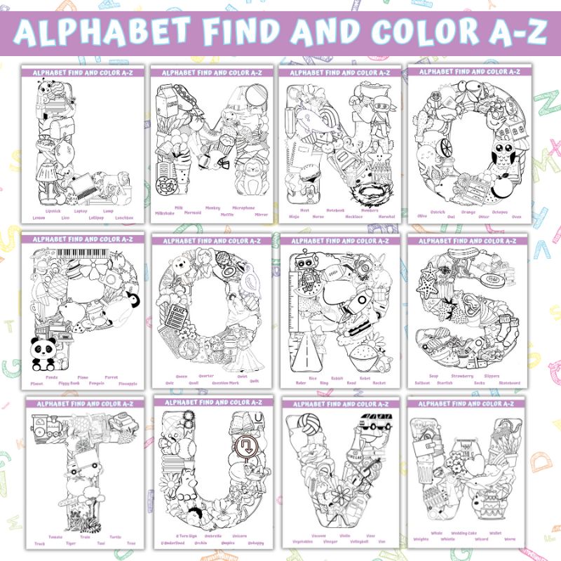 Alphabet Find and Color Coloring Book – Butterfly Treasures