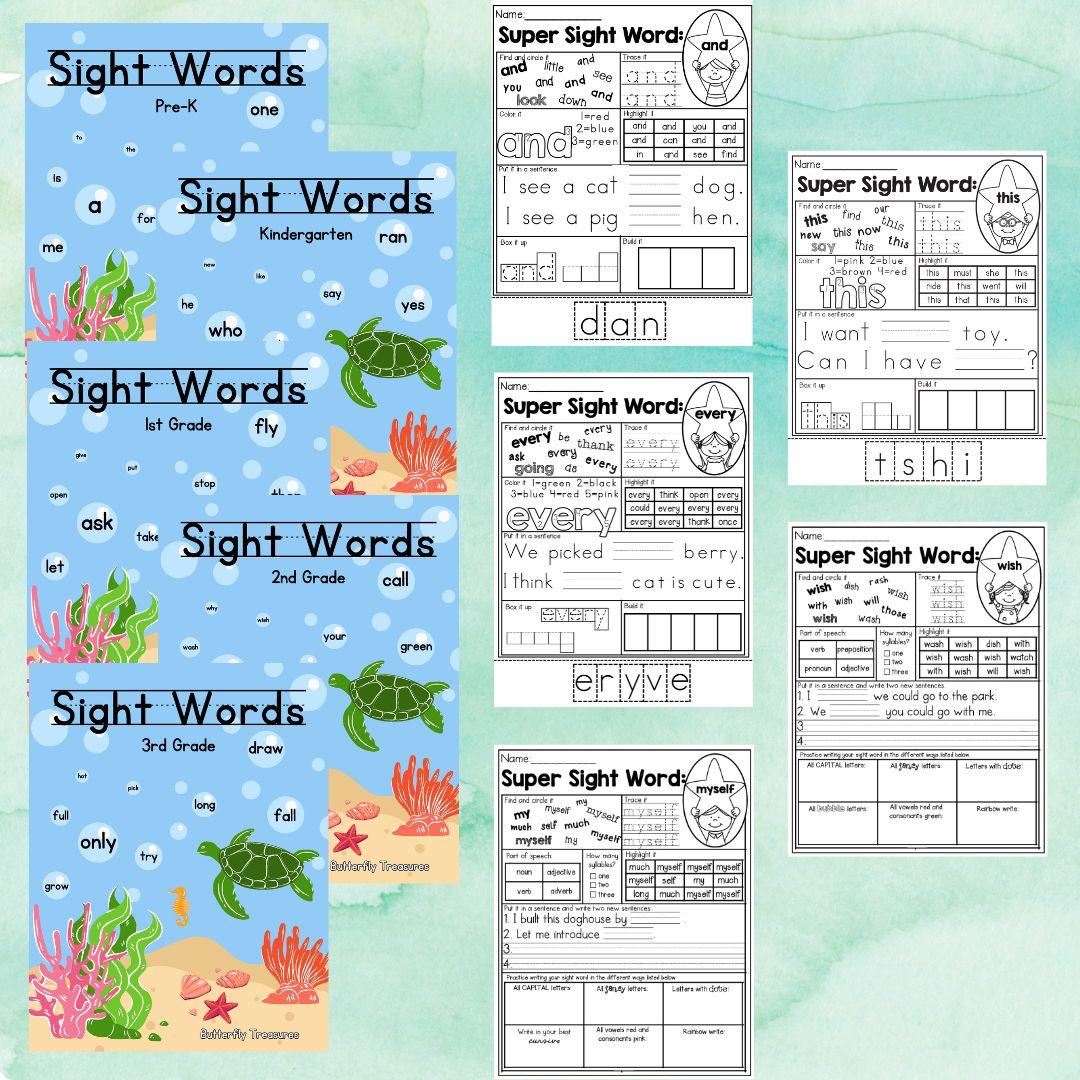 Sight Words Workbook – Butterfly Treasures