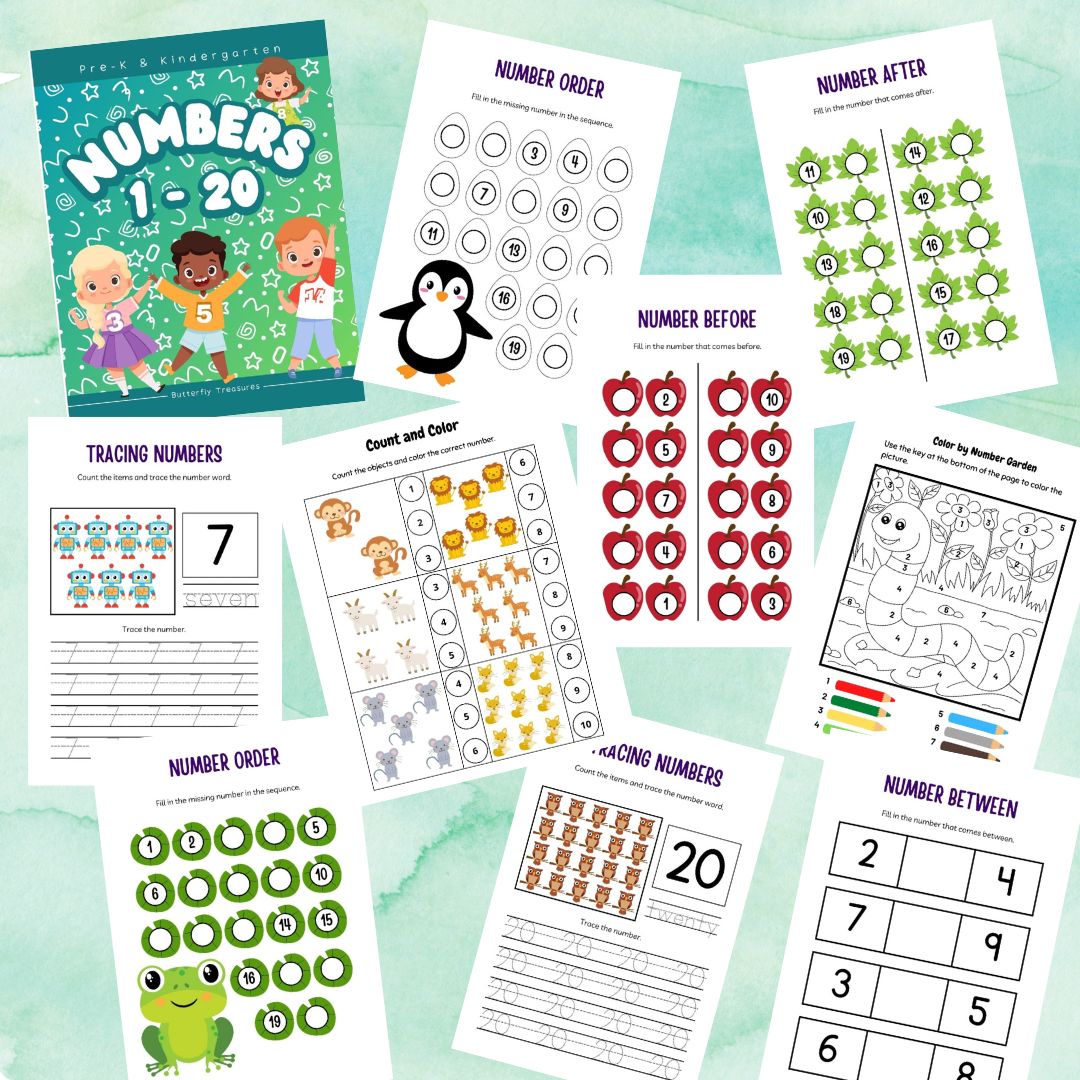 Numbers 1-20 Workbook – Butterfly Treasures