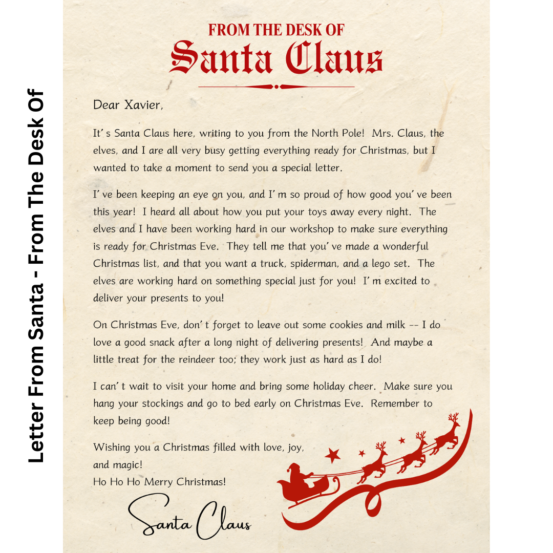 Letter from Santa - Santa's Simple Surprise – Butterfly Treasures